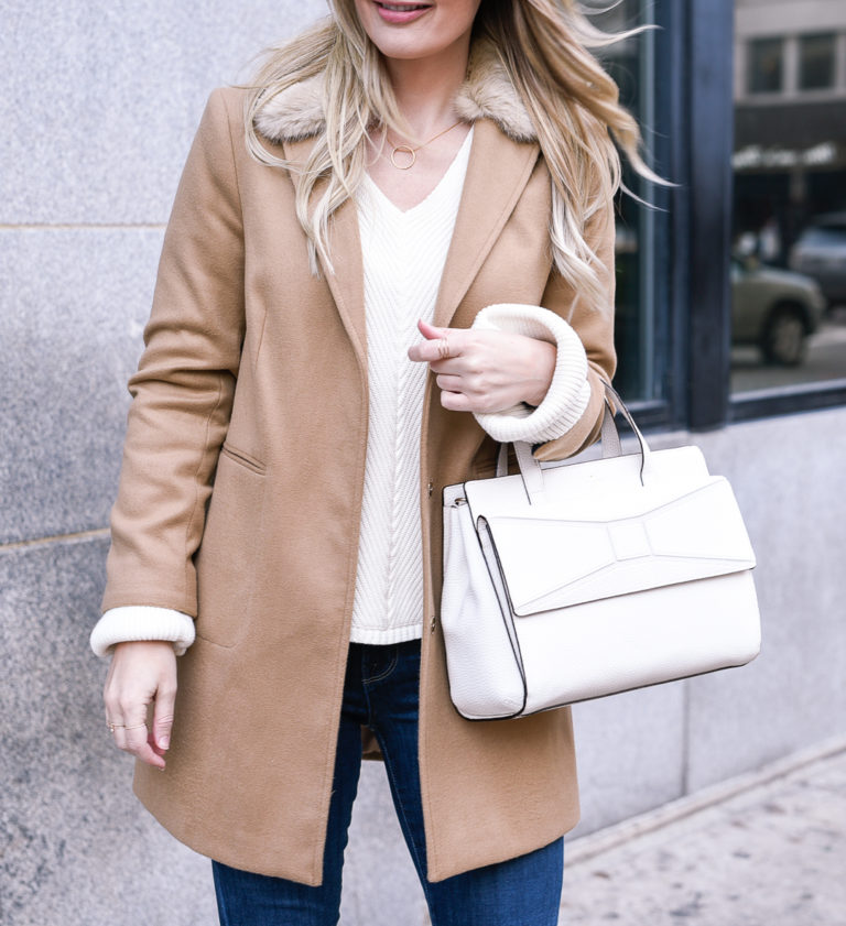 Faux Fur Camel Collar Coat