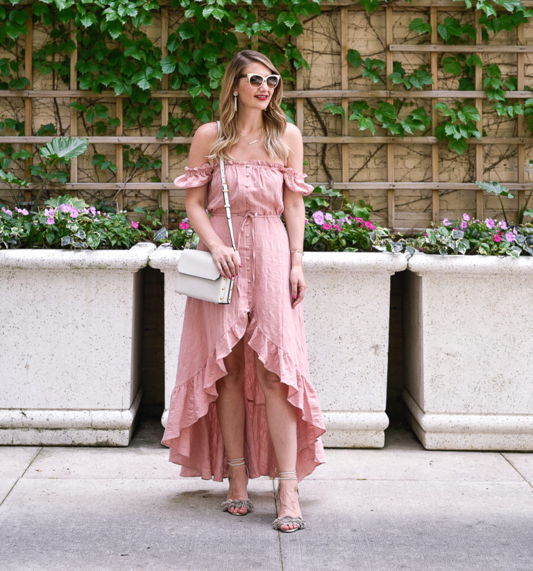 Pink Ruffled High Low Dress