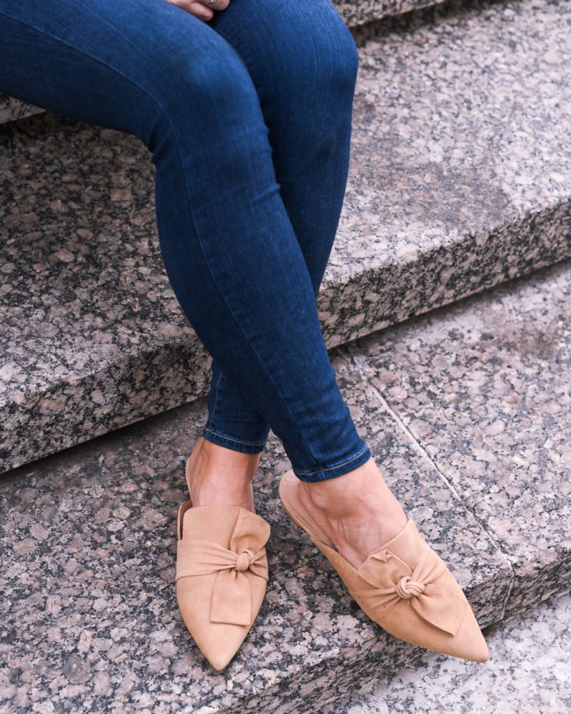 Beige Bow Mules for Work