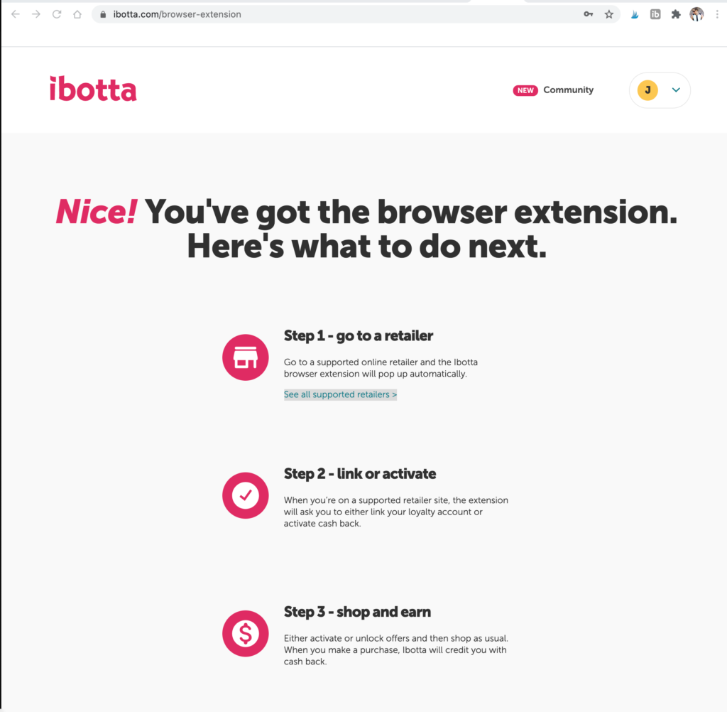 Ibotta Extension Installed